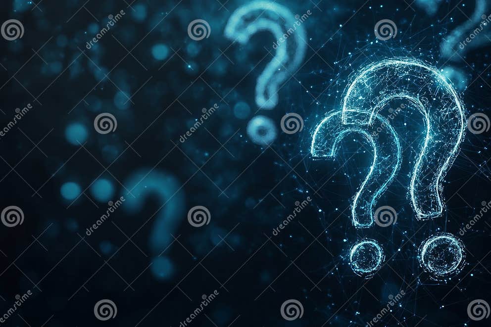 Curiosity and Inquiry Represented by Question Marks on a Dark Blue ...