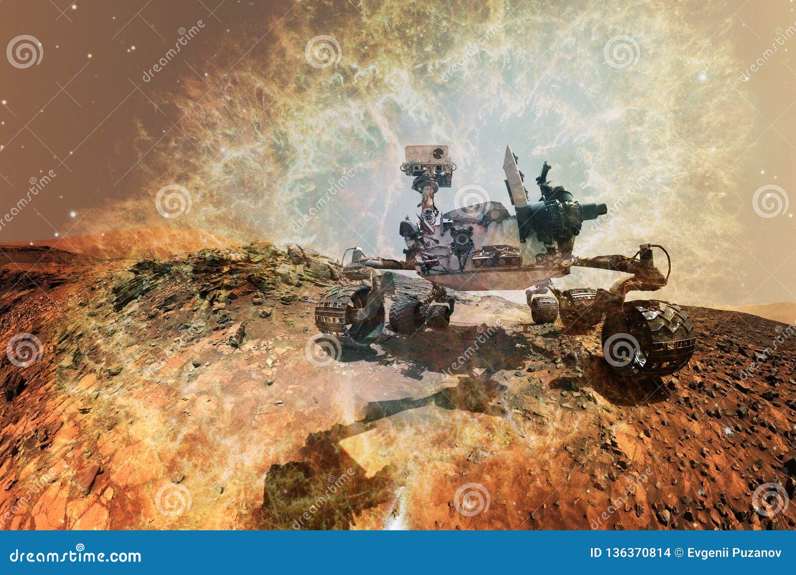 Curiosity Mars Rover Exploring the Surface Planet of Mars Stock ...