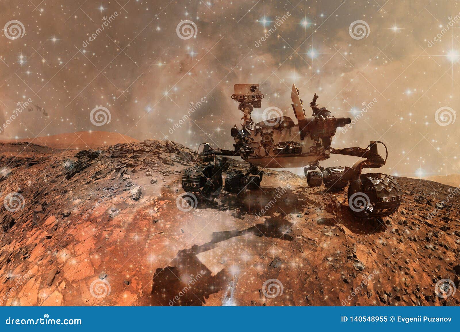 Curiosity Mars Rover Exploring the Surface Planet of Mars Stock ...