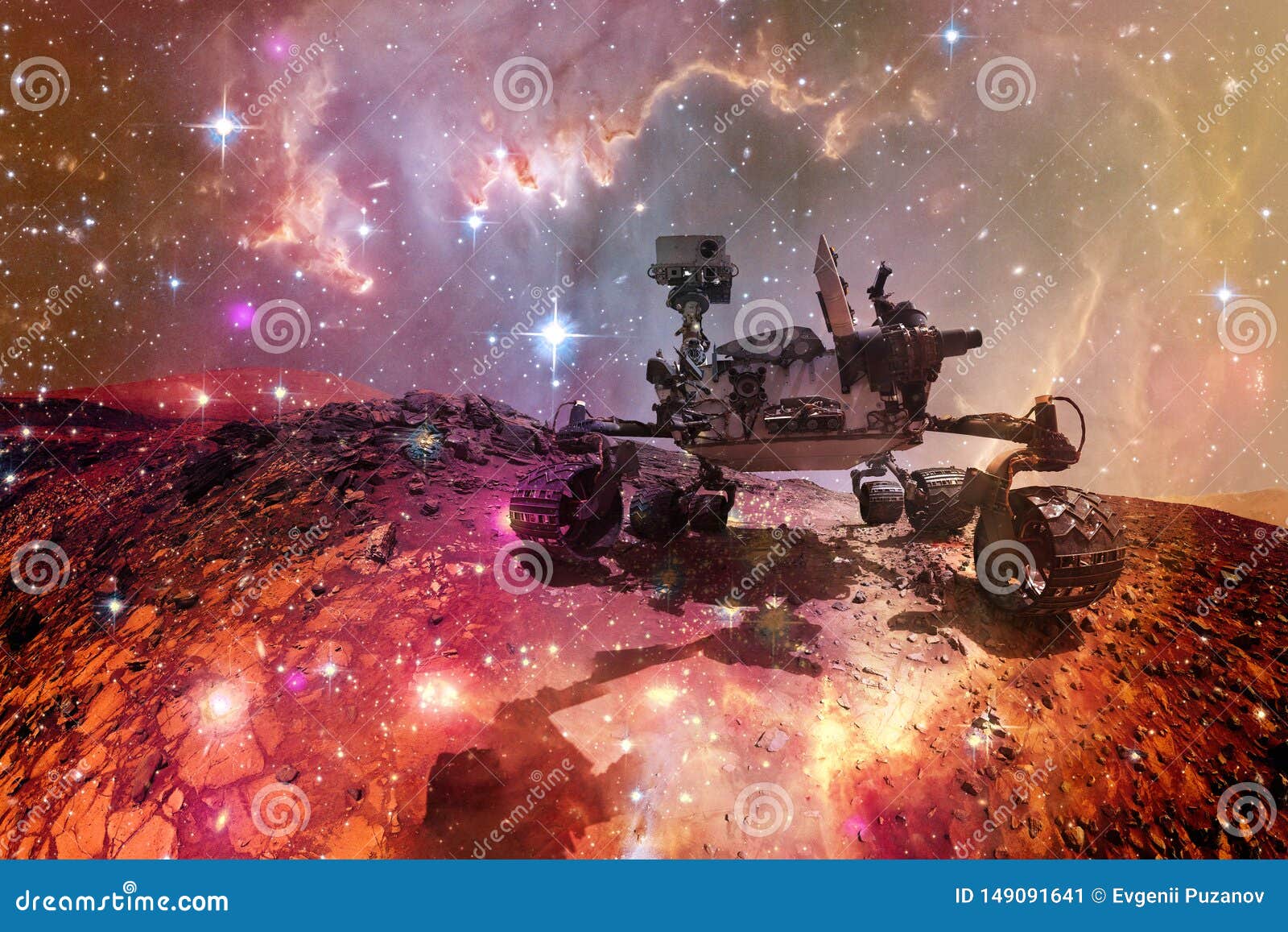 Curiosity Mars Rover Exploring the Surface Planet of Mars Stock Image ...