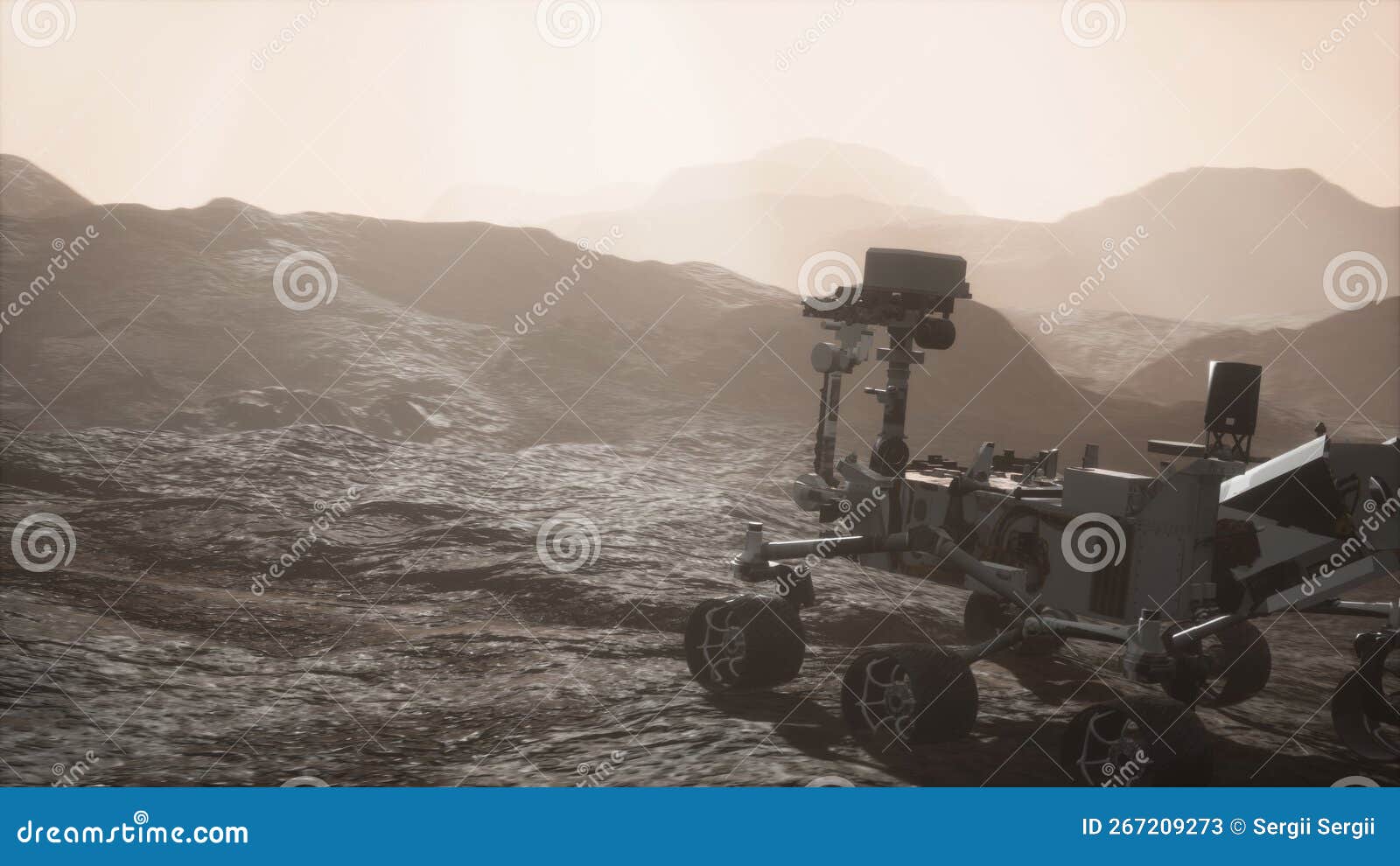 Curiosity Mars Rover Exploring the Surface of Red Planet Stock ...