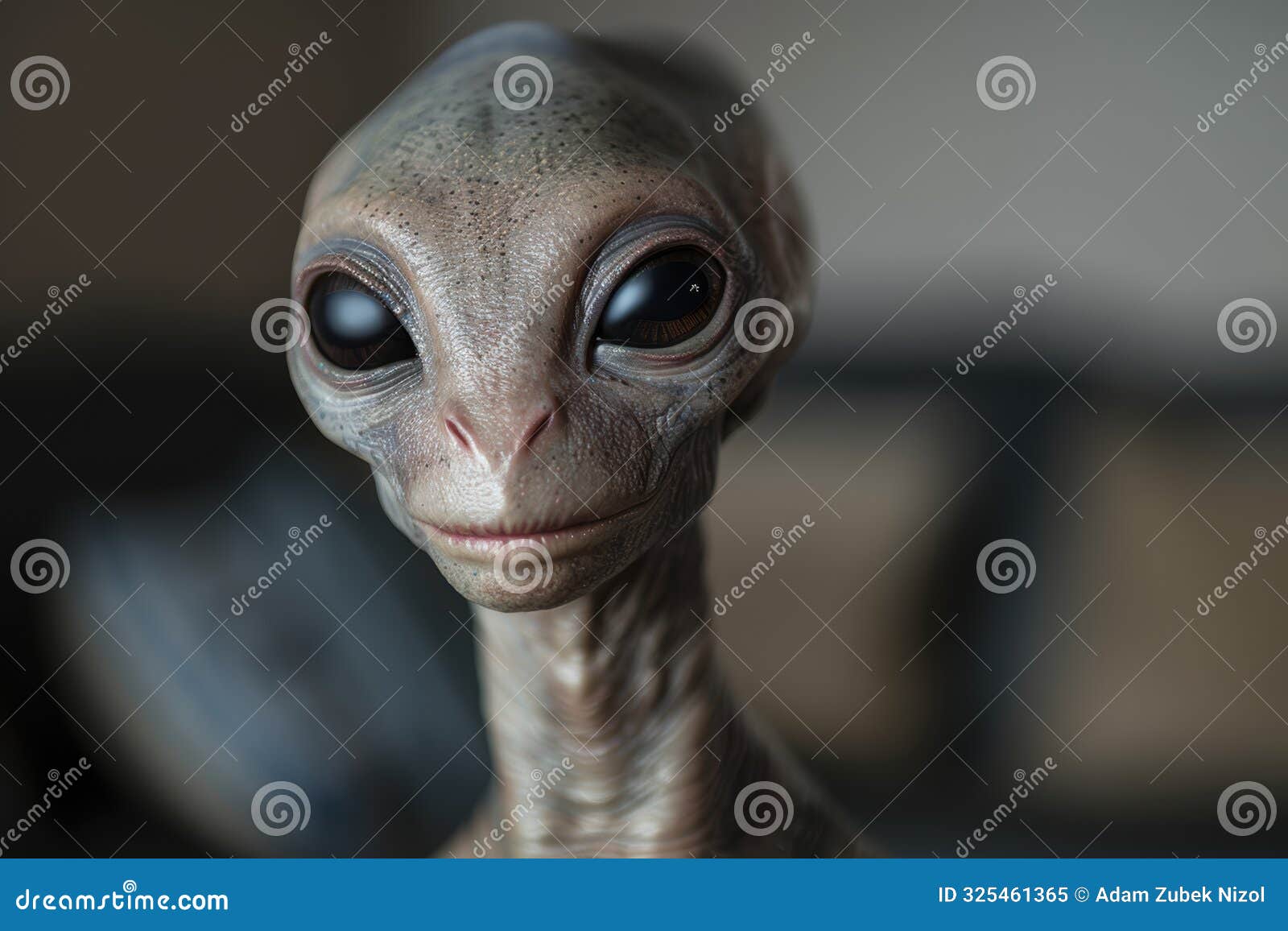 Curious Alien with Large Eyes Stock Illustration - Illustration of ...