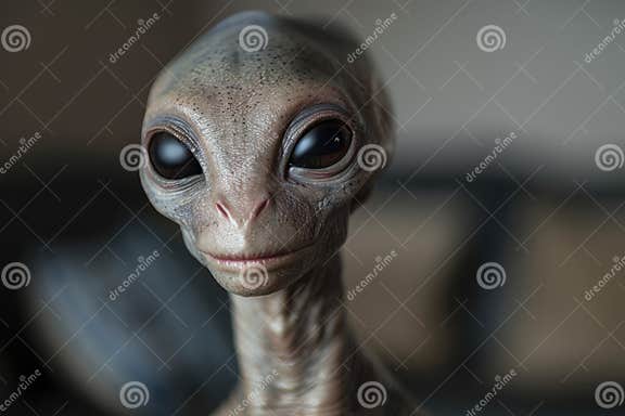 Curious Alien with Large Eyes Stock Illustration - Illustration of ...