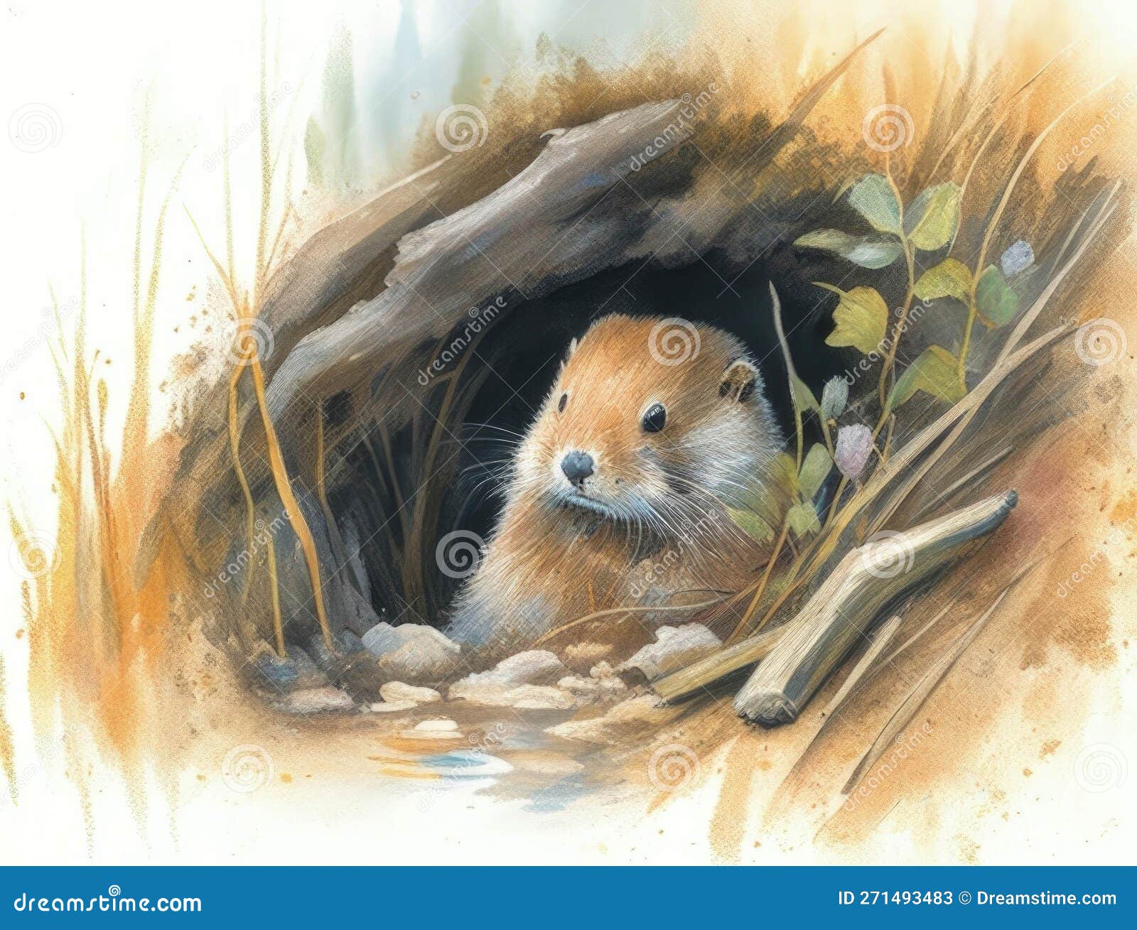 A Curious Beaver Peeking Out of a Cozy Burrow Cute Creature. AI ...