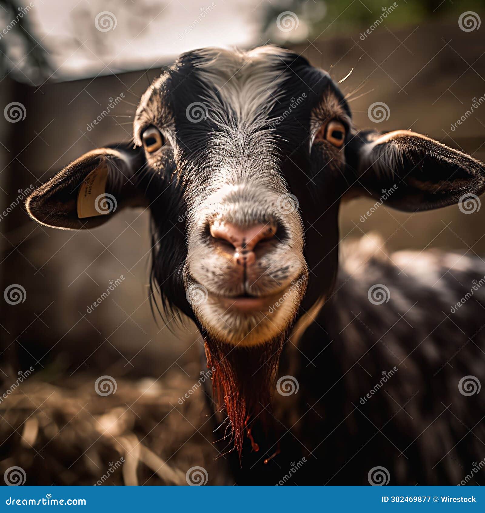 Curious Black and White Goat S Face and Snout. AI-generated Stock ...