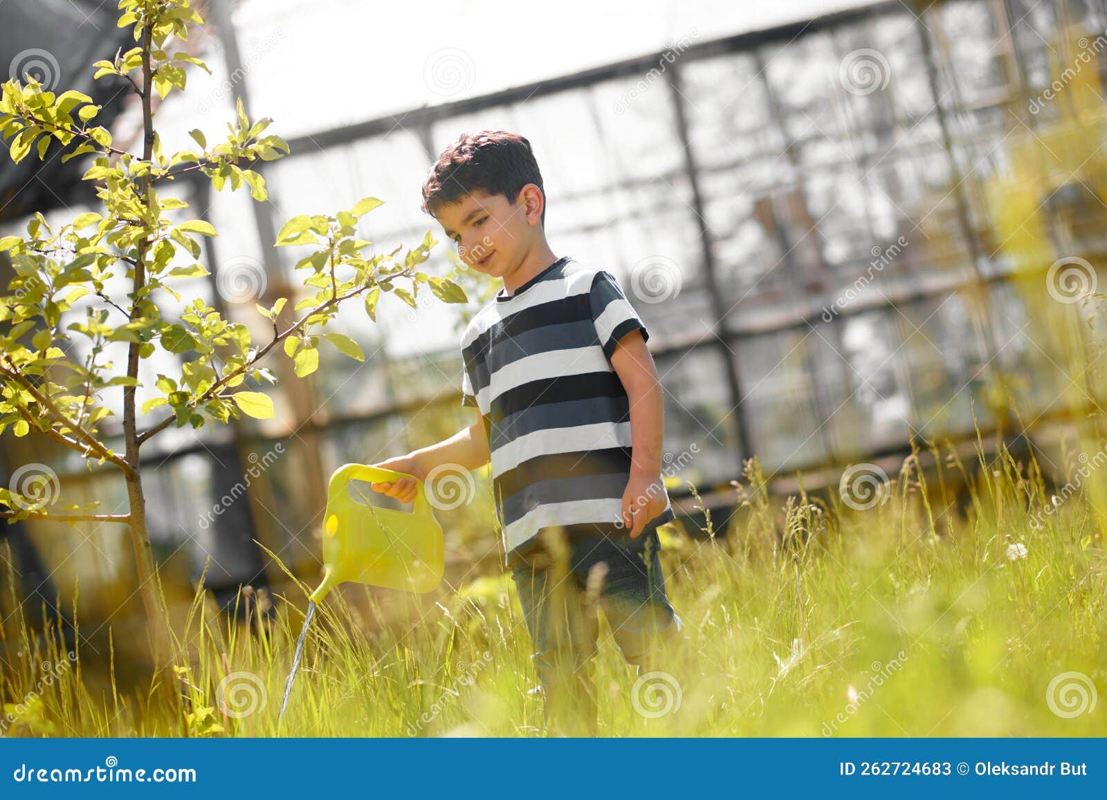 Curious Boy Investigating Nature with a Magnifier Stock Image - Image ...