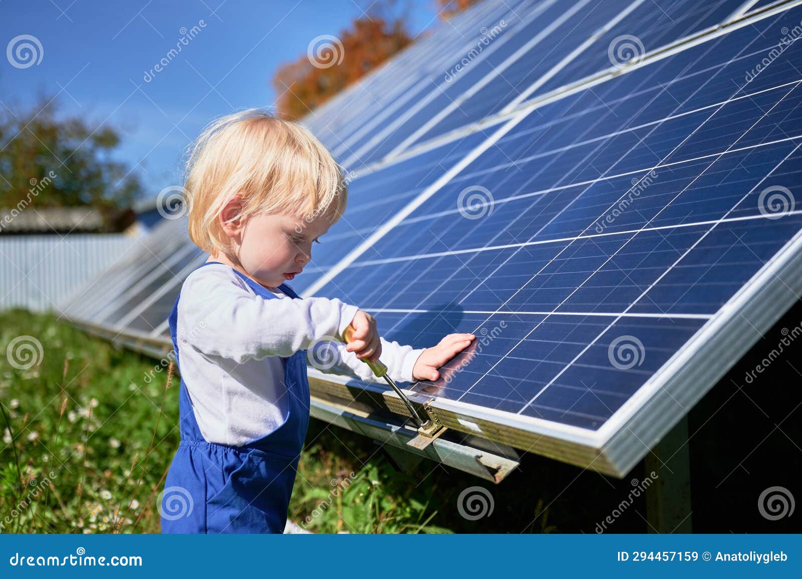 Curious Boy Learning How Does Solar Panel Work Stock Image - Image of ...