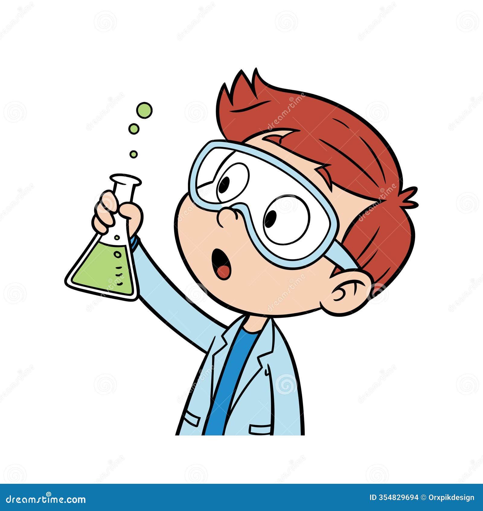 Curious Cartoon Boy Conducting Science Experiments Stock Illustration ...