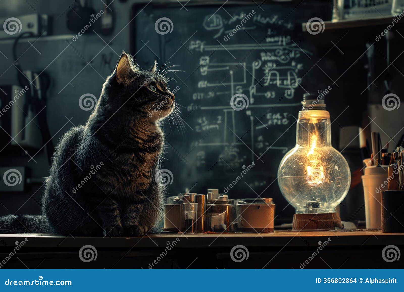 Curious Cat Observing Experiment in Scientist S Laboratory Stock Photo ...