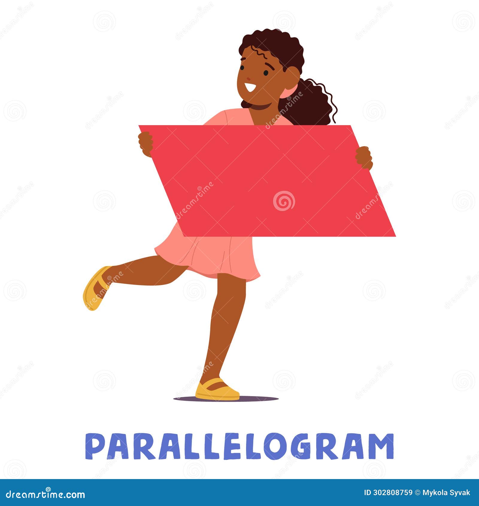 Parallelogram Cartoon Geometric Shape For Kids To Learn Basic Math ...