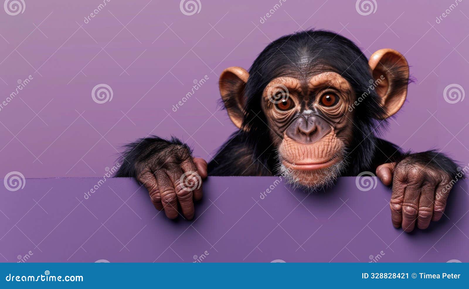 Curious Chimp Behind the Wall Stock Illustration - Illustration of ...