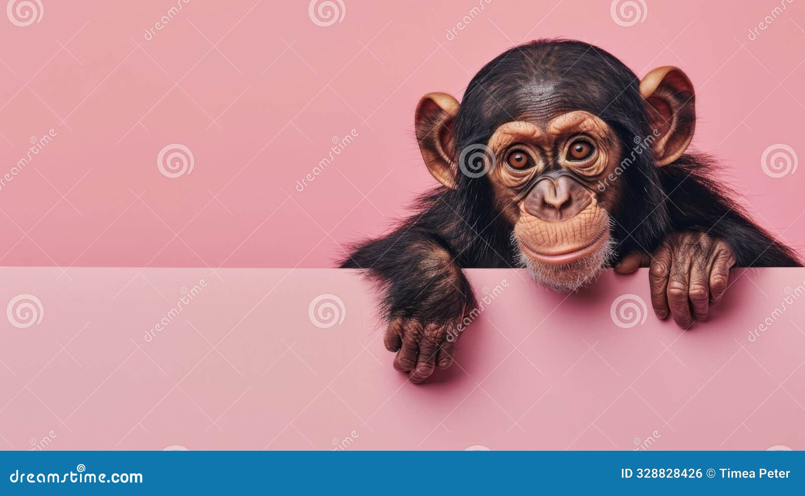 Curious Chimp Behind the Wall Stock Illustration - Illustration of ...