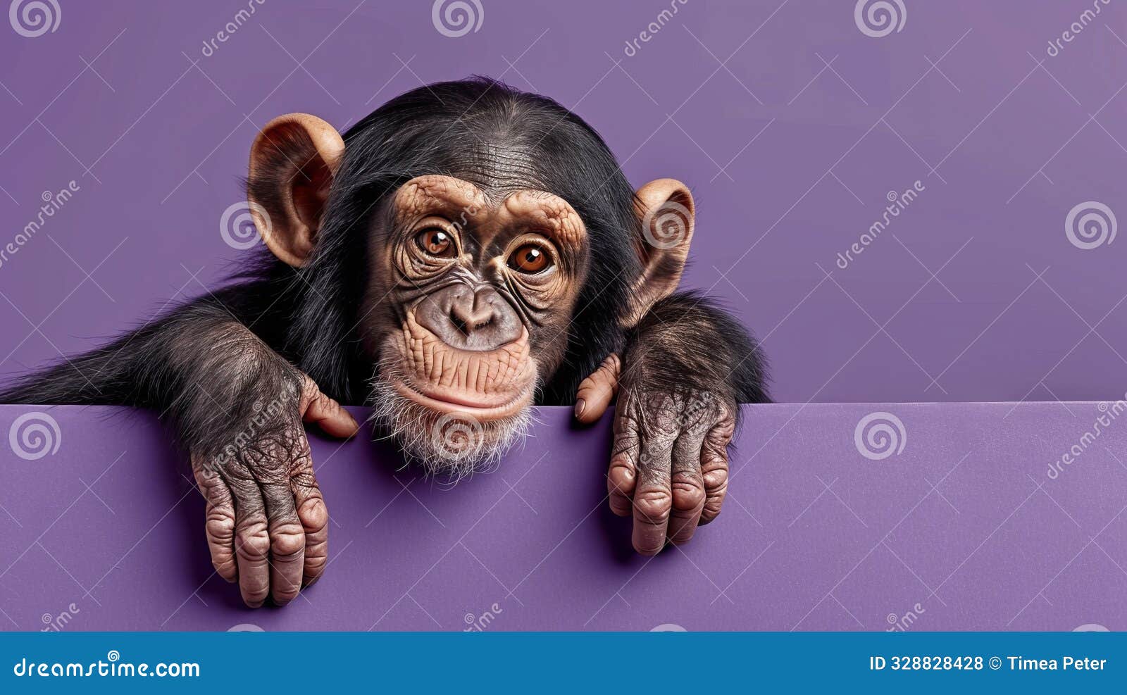 Curious Chimp Behind the Wall Stock Illustration - Illustration of ...