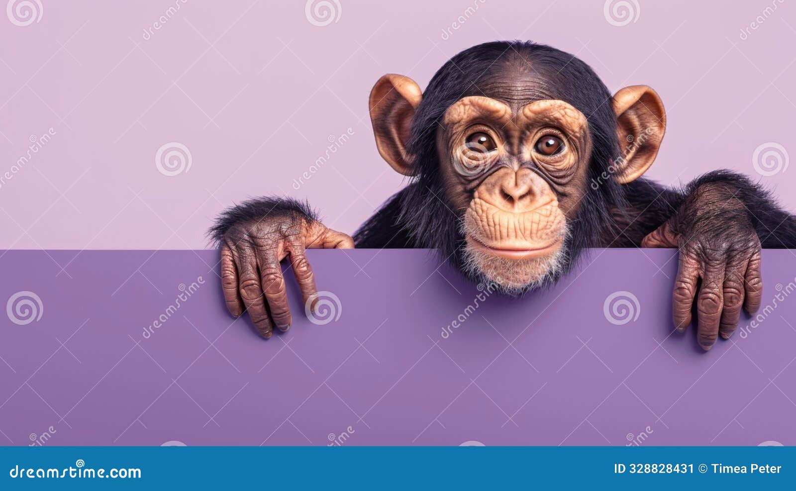 Curious Chimp Behind the Wall Stock Illustration - Illustration of ...