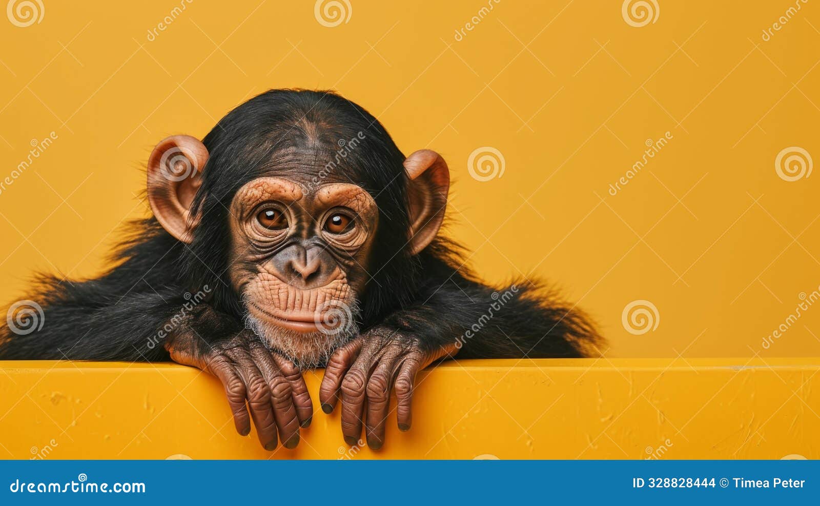 Curious Chimp Behind the Wall Stock Illustration - Illustration of ...