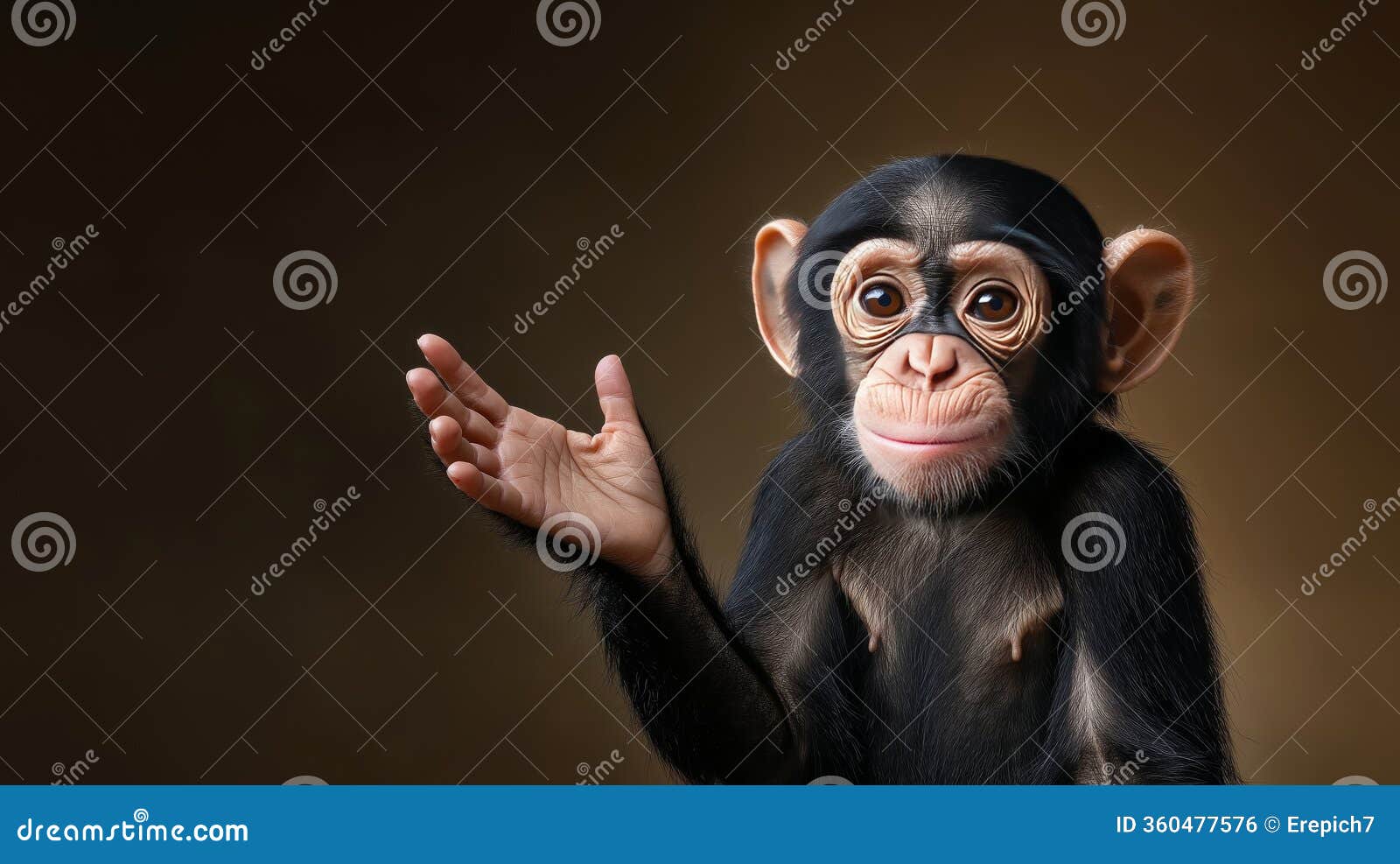 Curious Chimpanzee Displays Playful Gesture in Studio Setting Stock ...