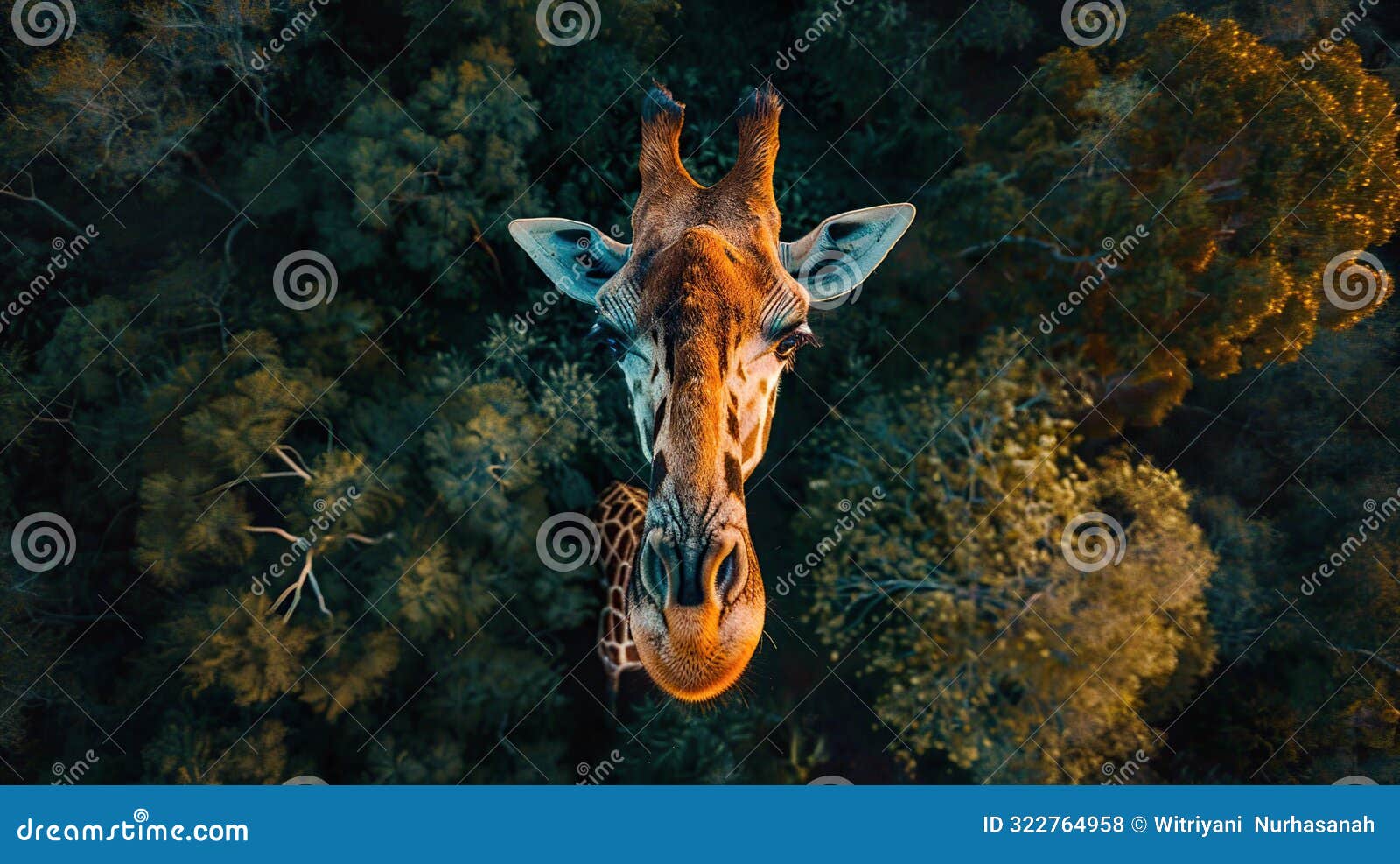 Curious Cute Giraffe Peeks From Above. Generative Ai Royalty-Free Stock ...