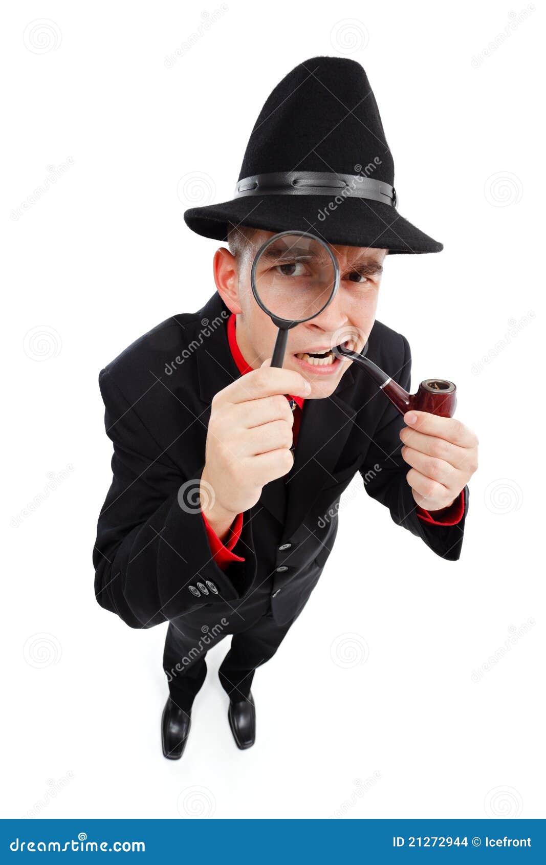 Curious Detective Looking through Magnifier Stock Photo - Image of look ...