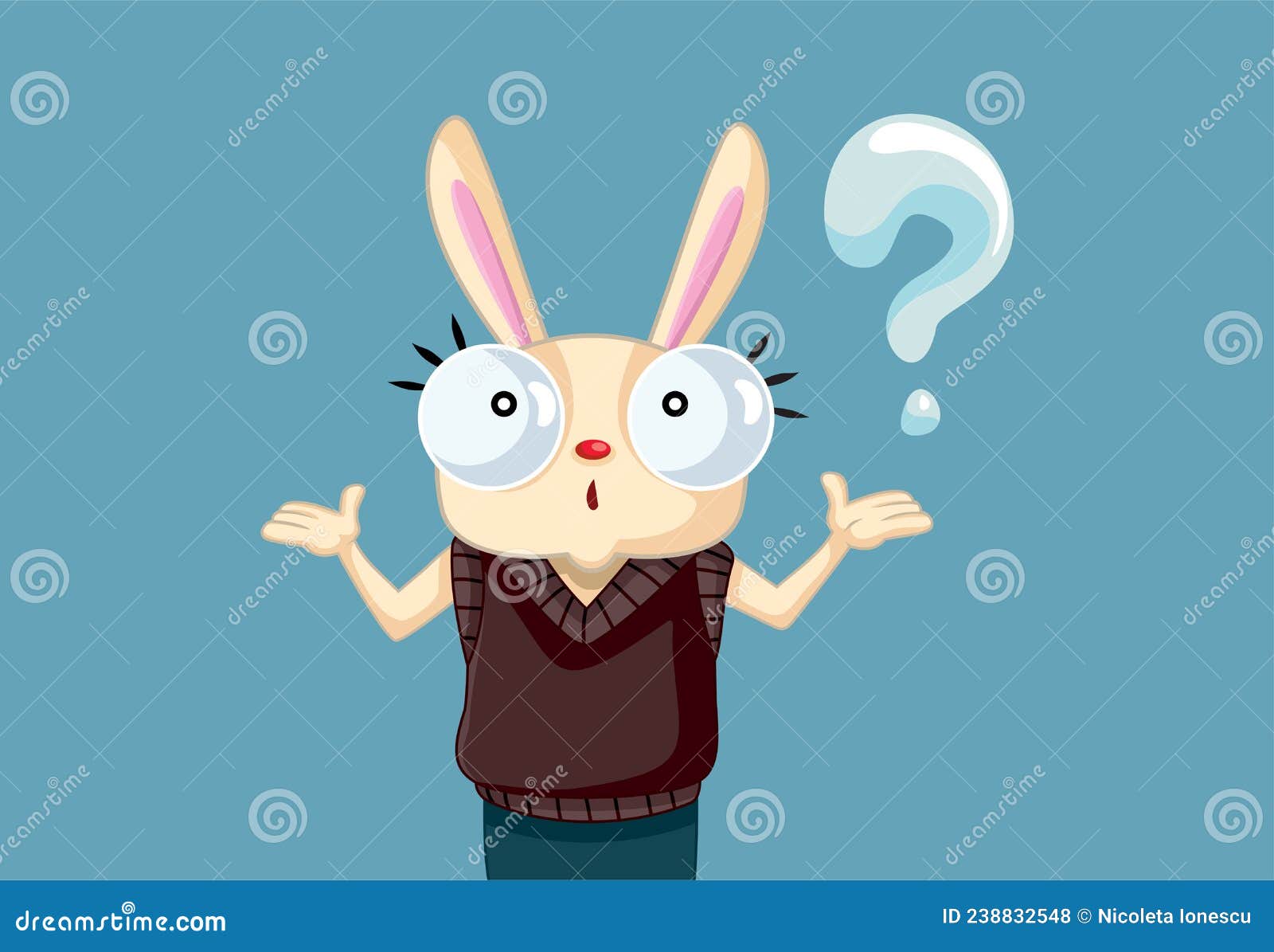 Bunny Shrugging Having Questions Vector Cartoon | CartoonDealer.com ...