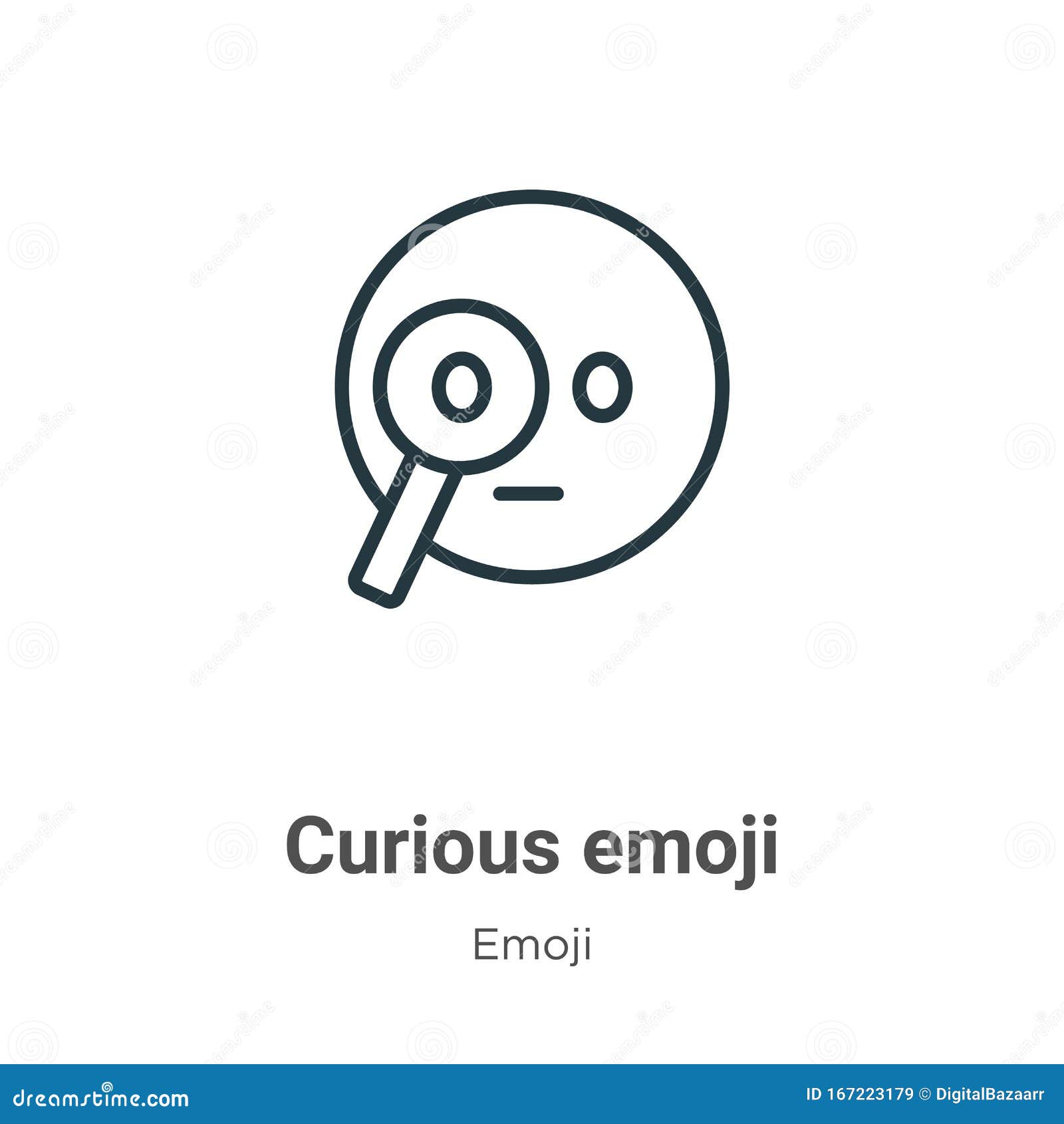 Curious Emoji Outline Vector Icon. Thin Line Black Curious Emoji Icon ...