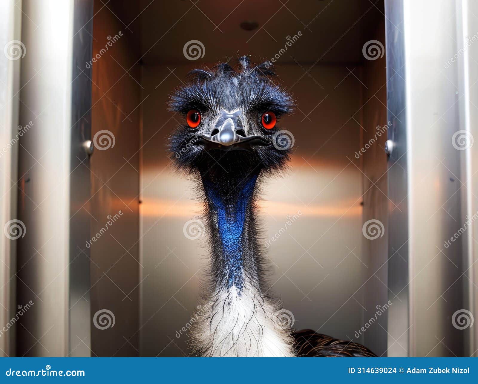Curious Emu Peeking Inside A Metallic Structure Stock Photography ...