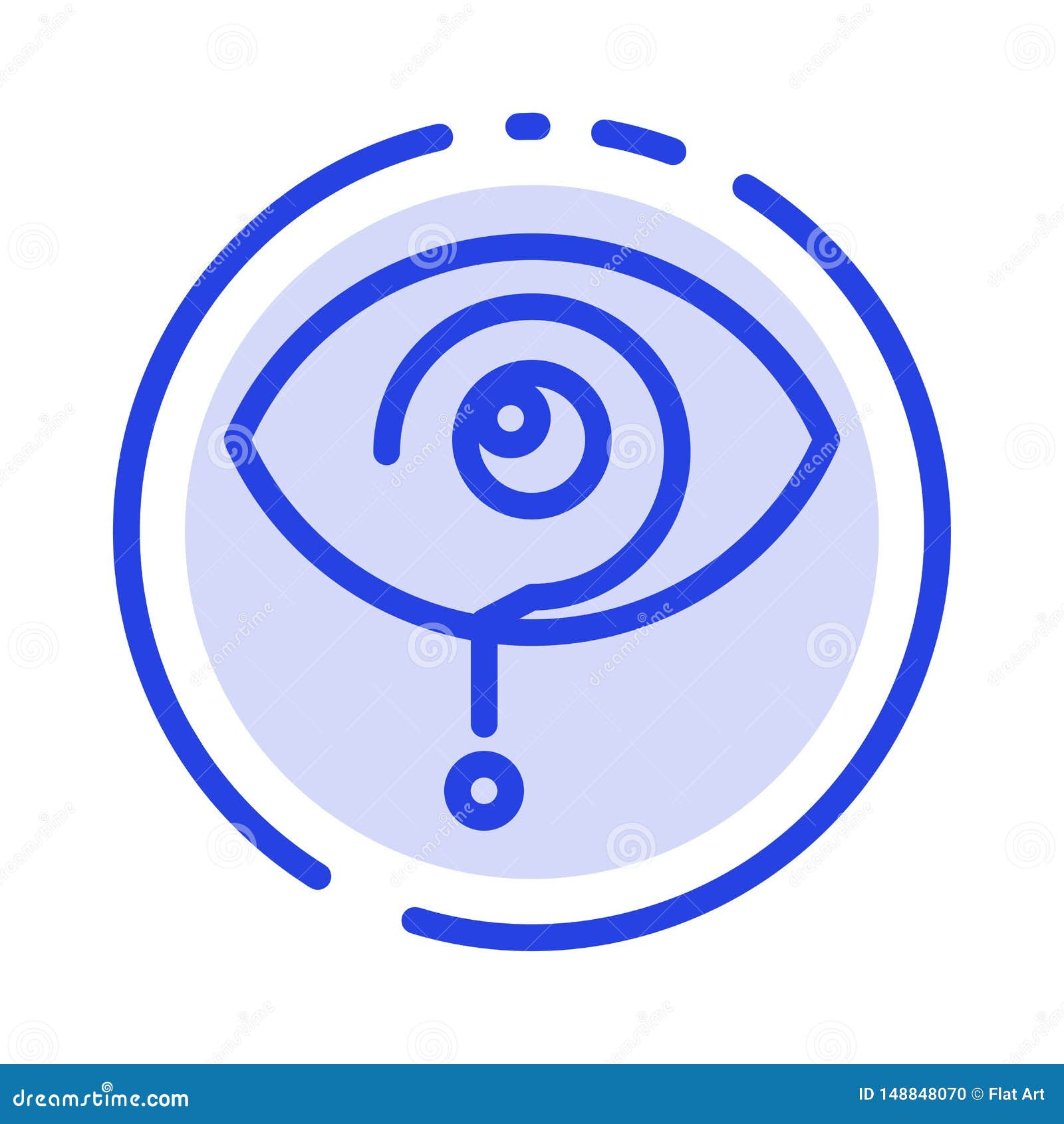 Curious, Exclamation, Eye, Knowledge, Mark Blue Dotted Line Line Icon ...