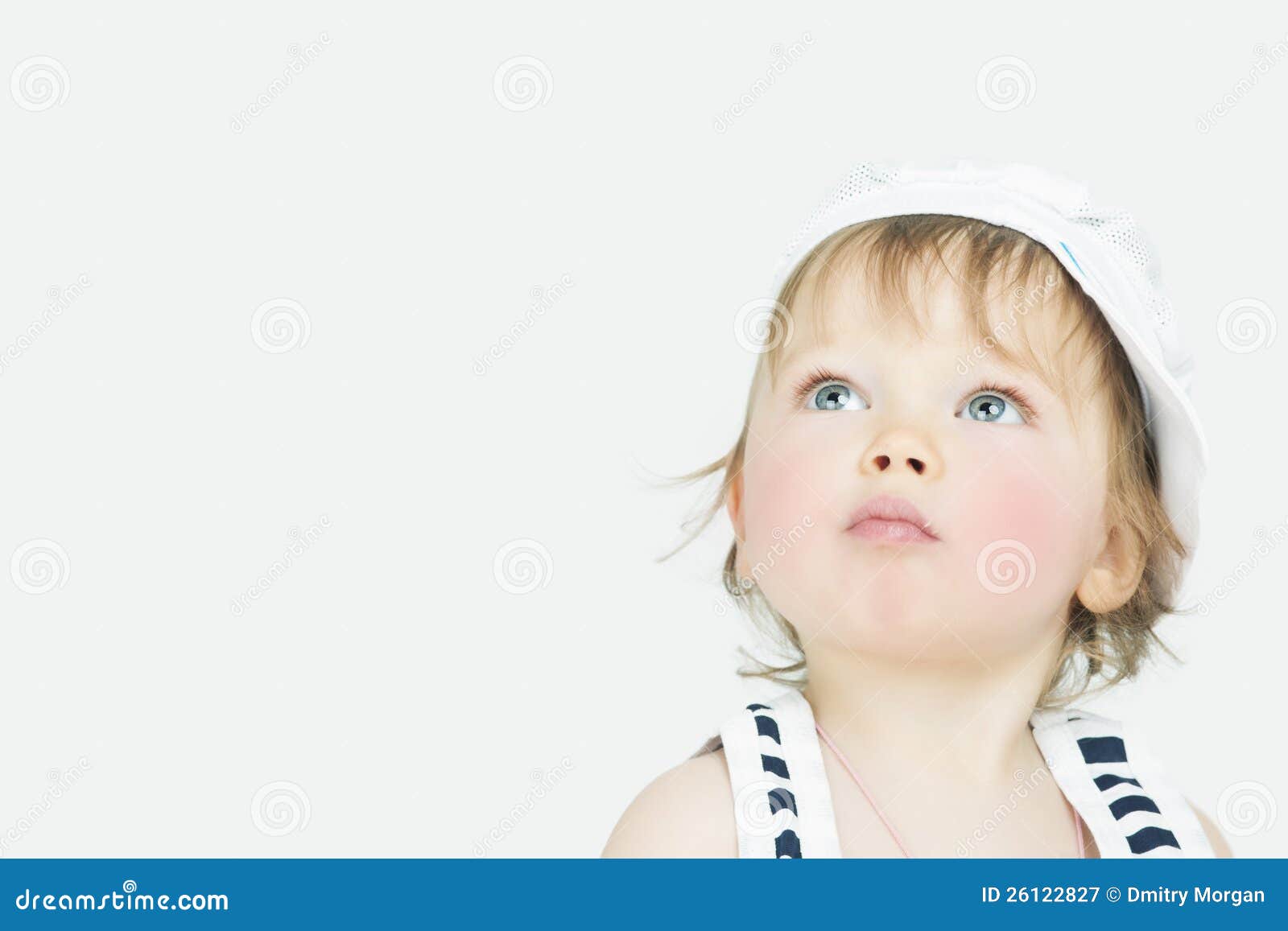 Curious Expression of Little Girl in Cap Stock Image - Image of ...
