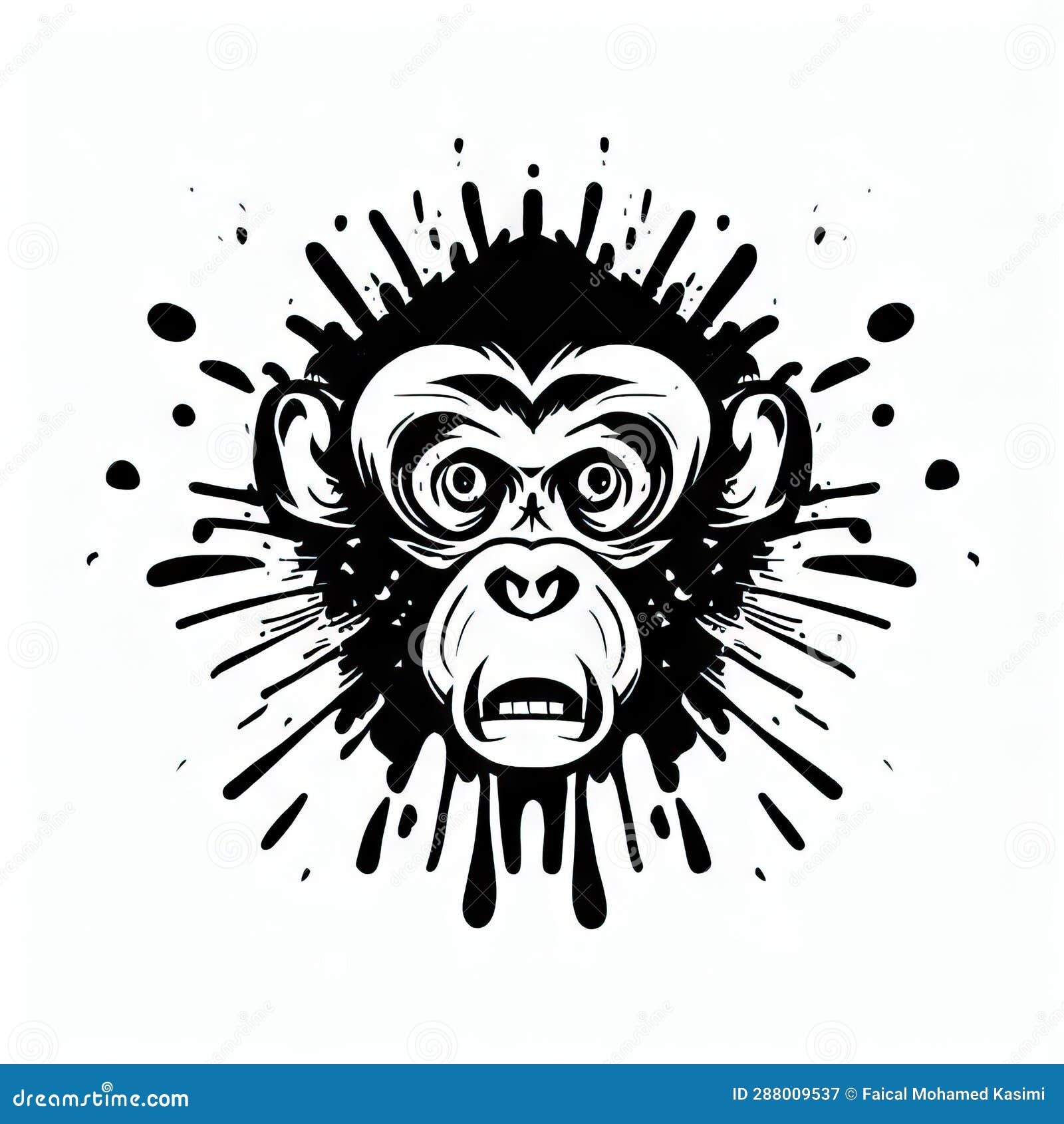 Curious Expressions: Illustration of Monkey S Face on White,Generative ...