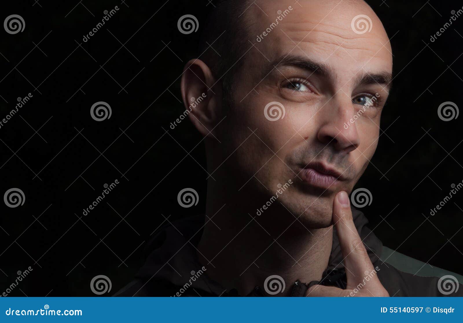 Curious face man portrait stock image. Image of darkness - 55140597