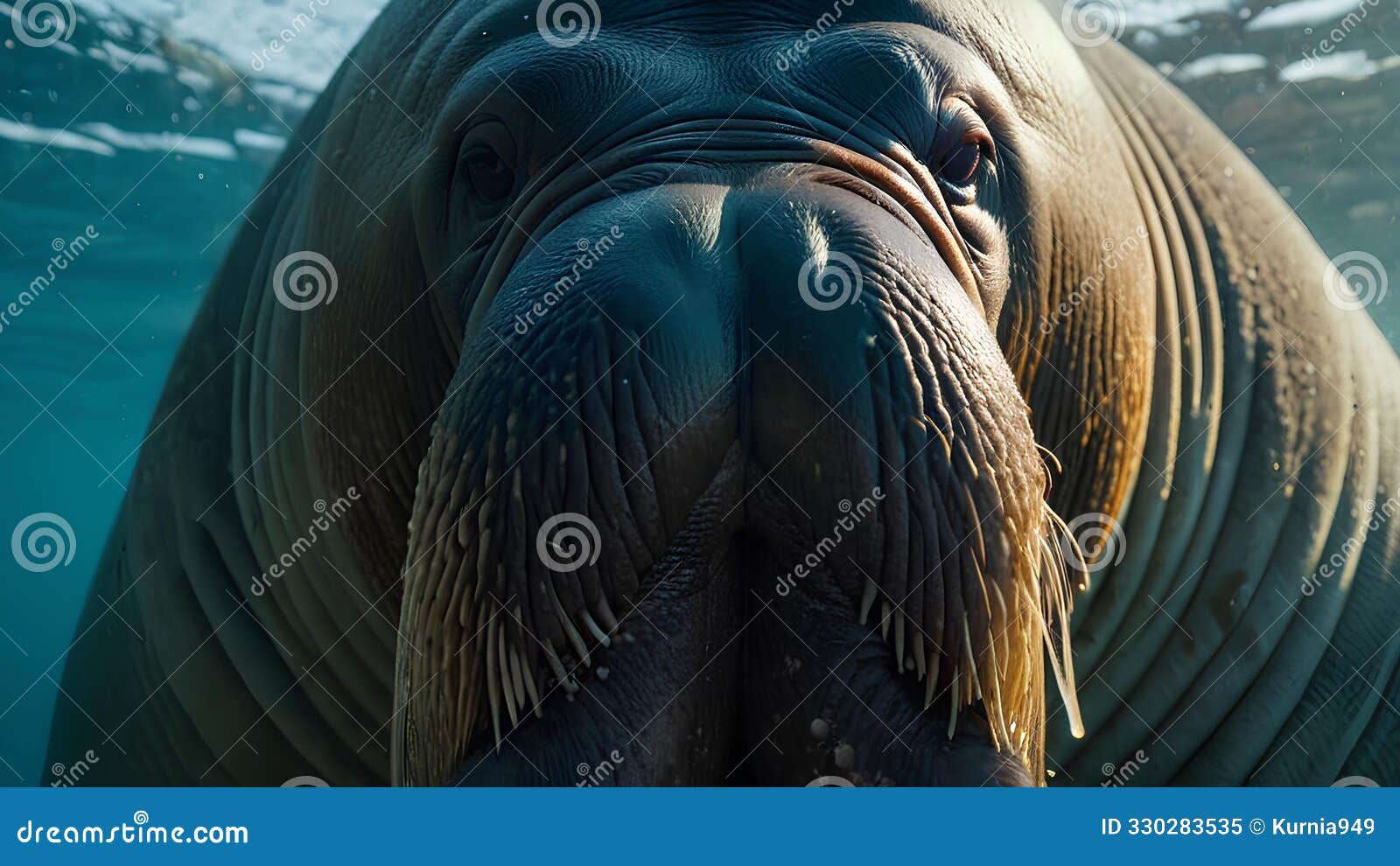 Walrus Relaxing On Ice Chunk In Natural Habitat Royalty-Free Stock ...