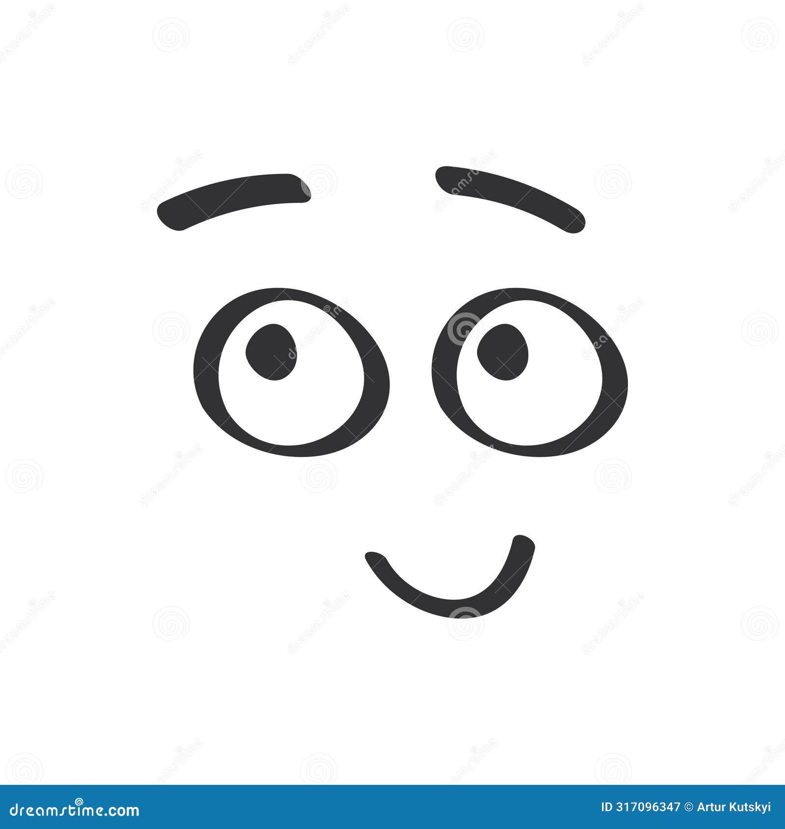 Curious Facial Expression of Character in Monochrome Doodle Style Stock ...