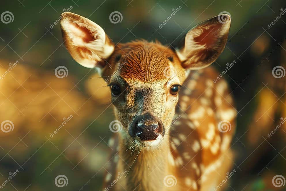 Curious Fawn in Natural Light Stock Illustration - Illustration of ...