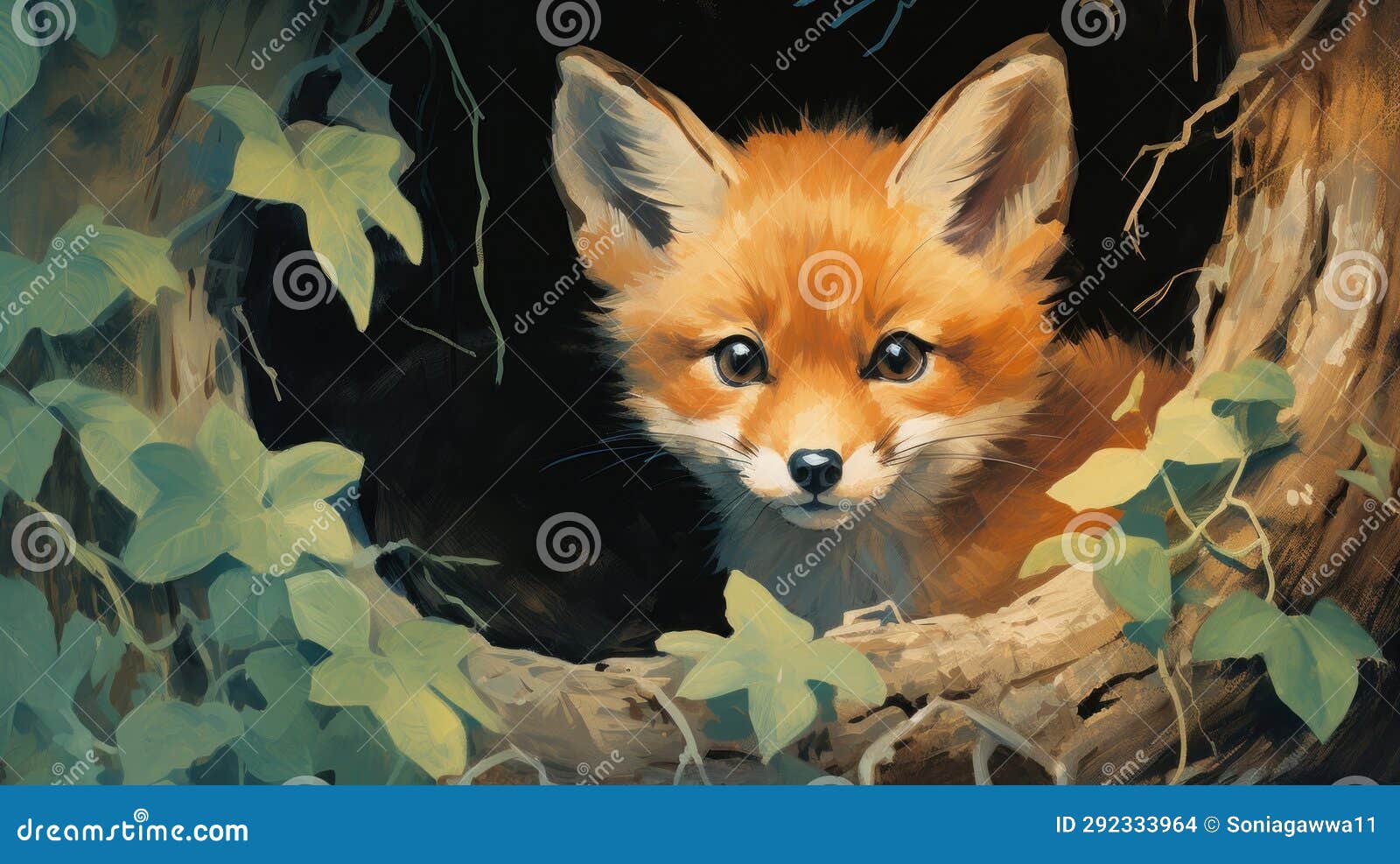 A Curious Fox Peeking Out from Behind a Tree, Its Eyes Sparkling with ...