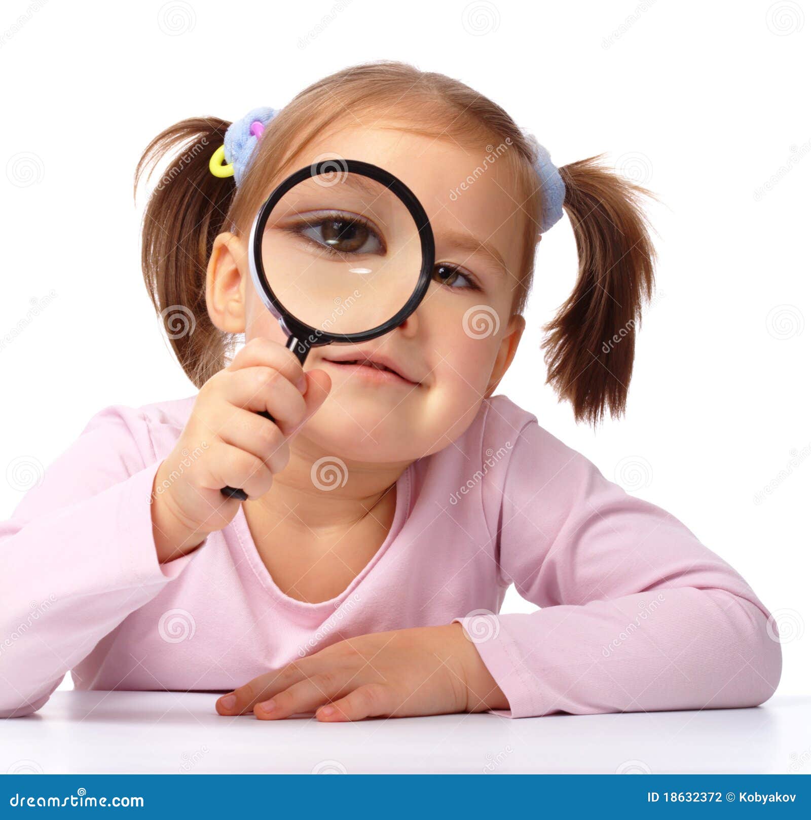 Curious Kid With Magnifying Glass Exploring The Nature Outdoor ...