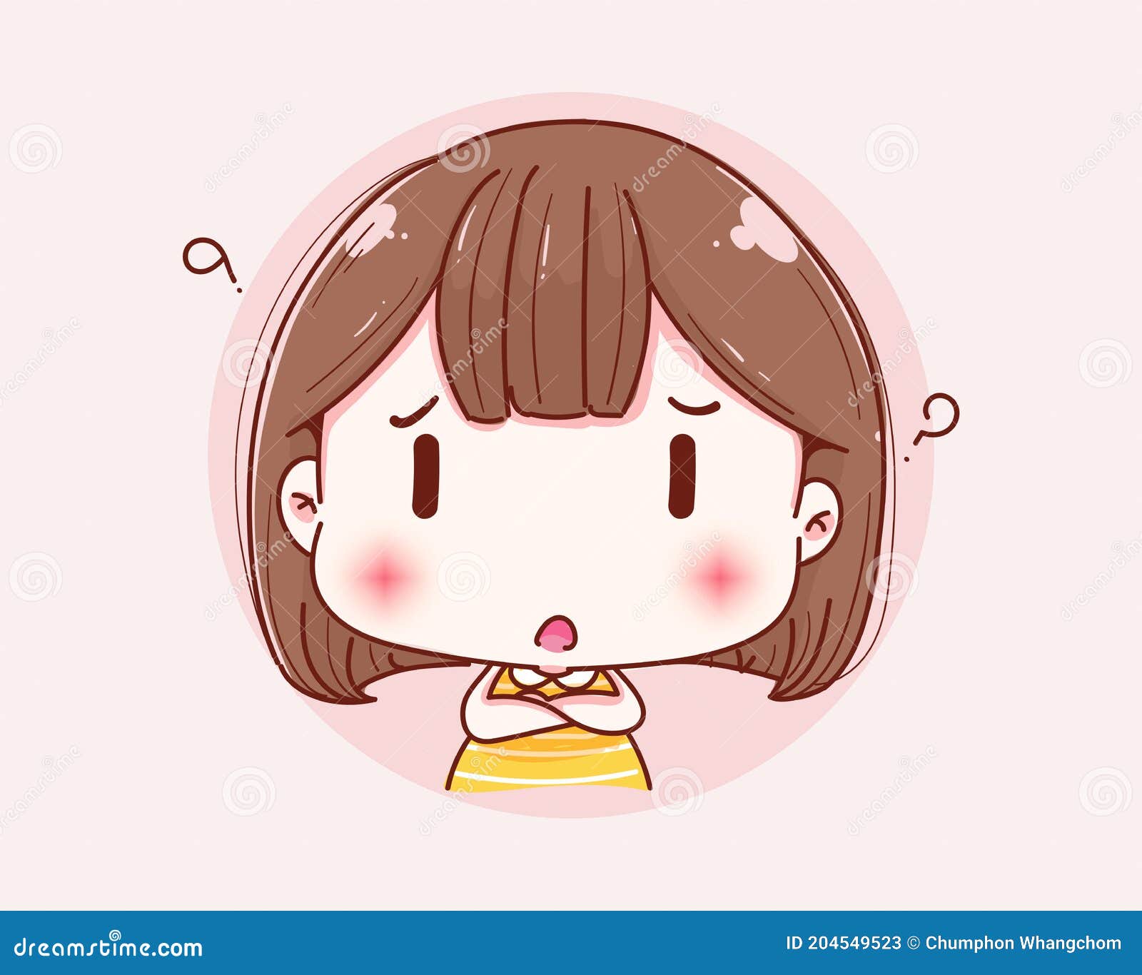 Curious Girl Thinking and Vector Character Design Stock Vector ...