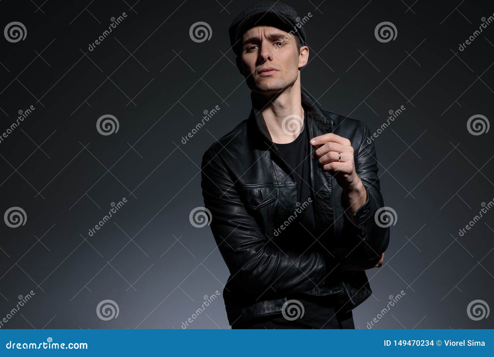 Curious Guy Standing and Looking Forward Concerned Stock Photo - Image ...