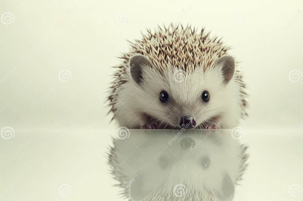 Curious Hedgehog Exploring a Smooth Surface with Reflection in Soft ...