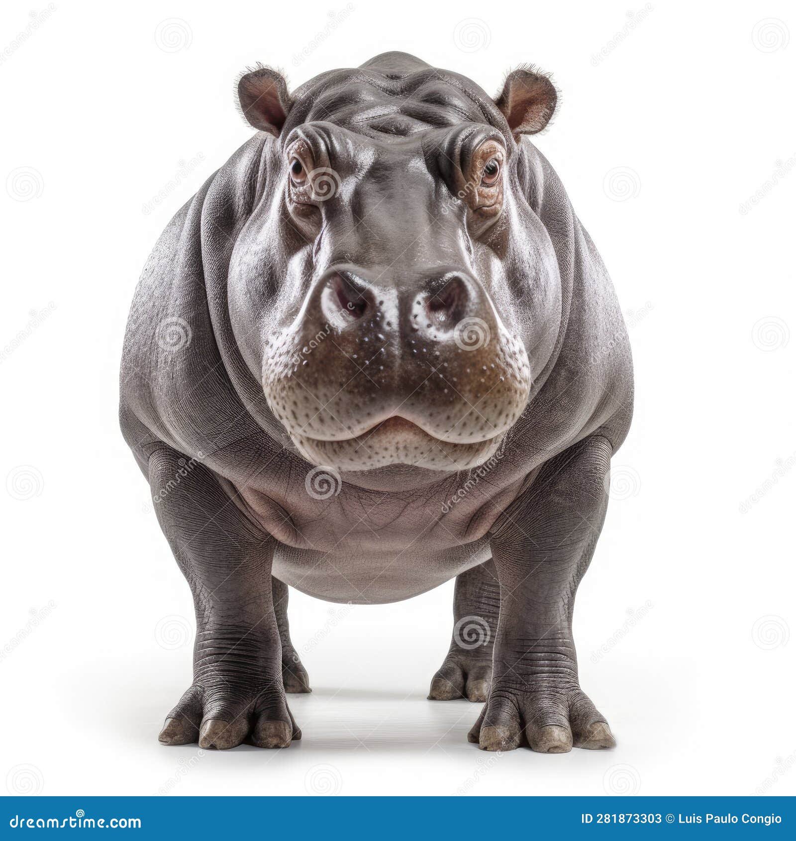 A Curious Hippopotamus Staring into the Camera Stock Image - Image of ...