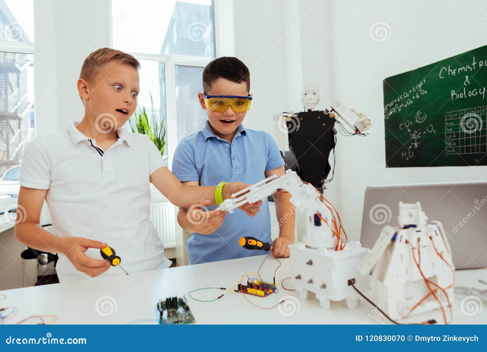 Curious Intelligent Pupils Working on a Project Stock Photo - Image of ...