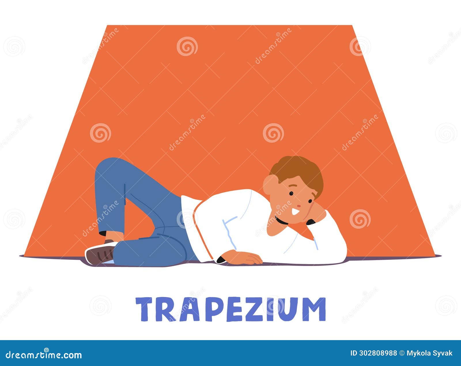 Curious Kid Explores the Trapezium Shape, Embracing the Concept of ...