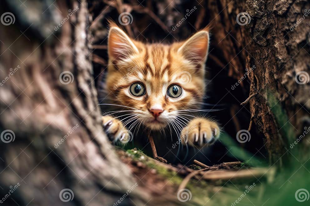 Curious kitten stock illustration. Illustration of surroundings - 279162410