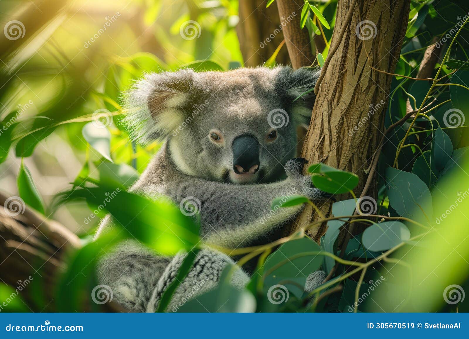 Curious Koala Peeking through Eucalyptus Leaves in Its Natural Habitat ...