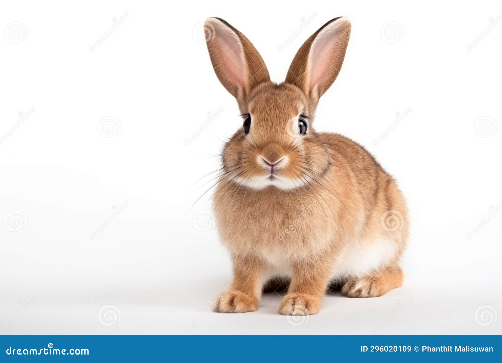 Curious Light Brown Rabbit Looking at Camera Sitting on White ...