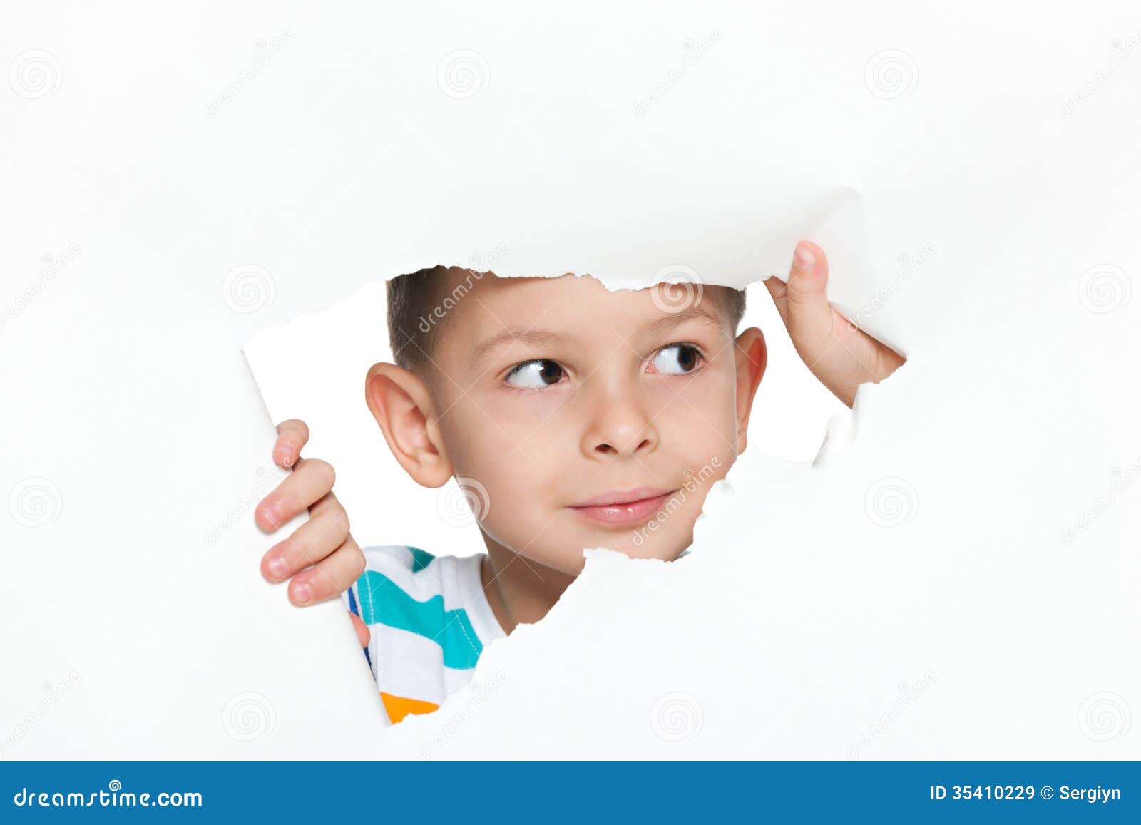 Curious little boy stock image. Image of pleasure, paper - 35410229