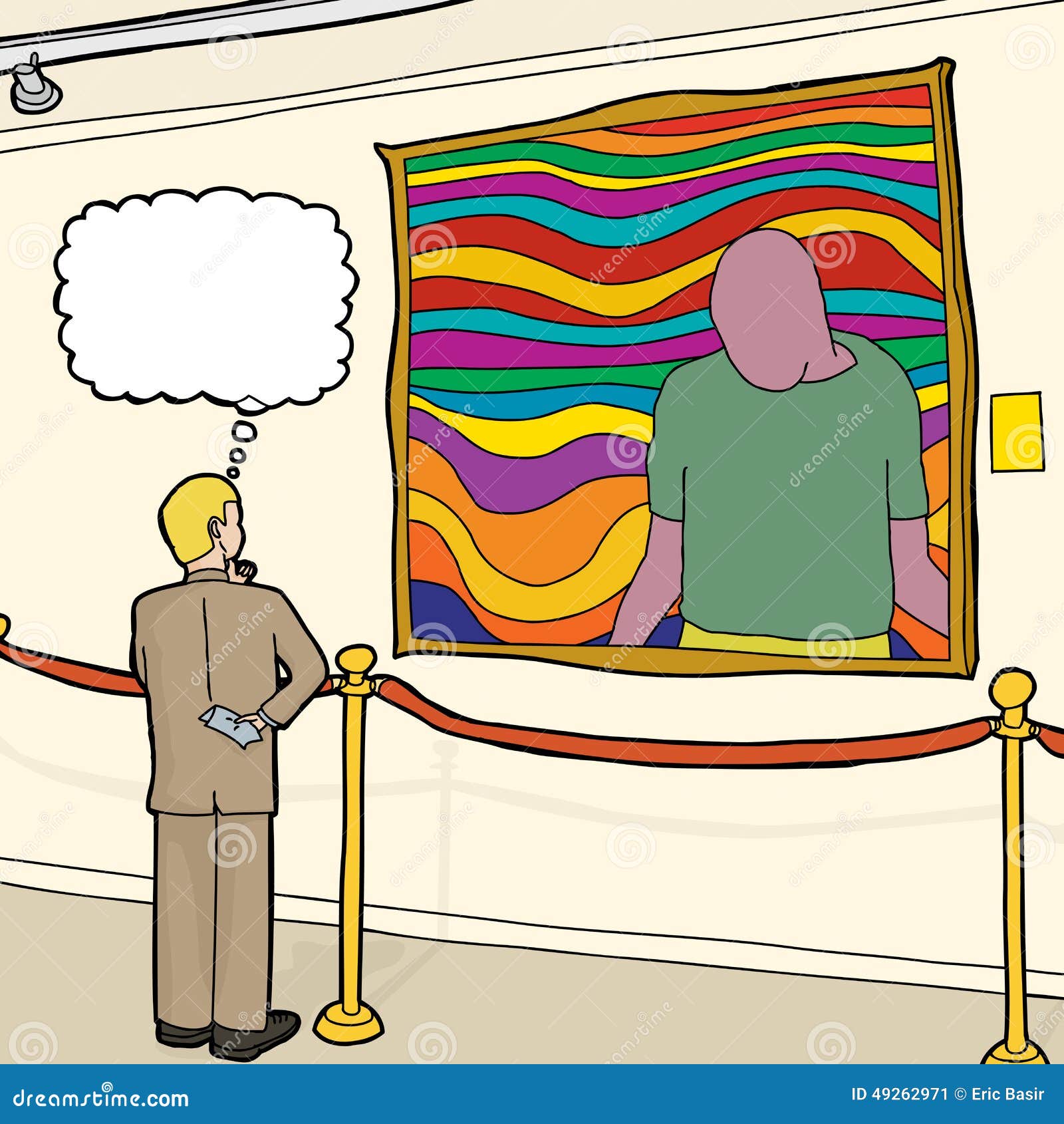 Curious Man Looking at Artwork Stock Illustration - Illustration of ...