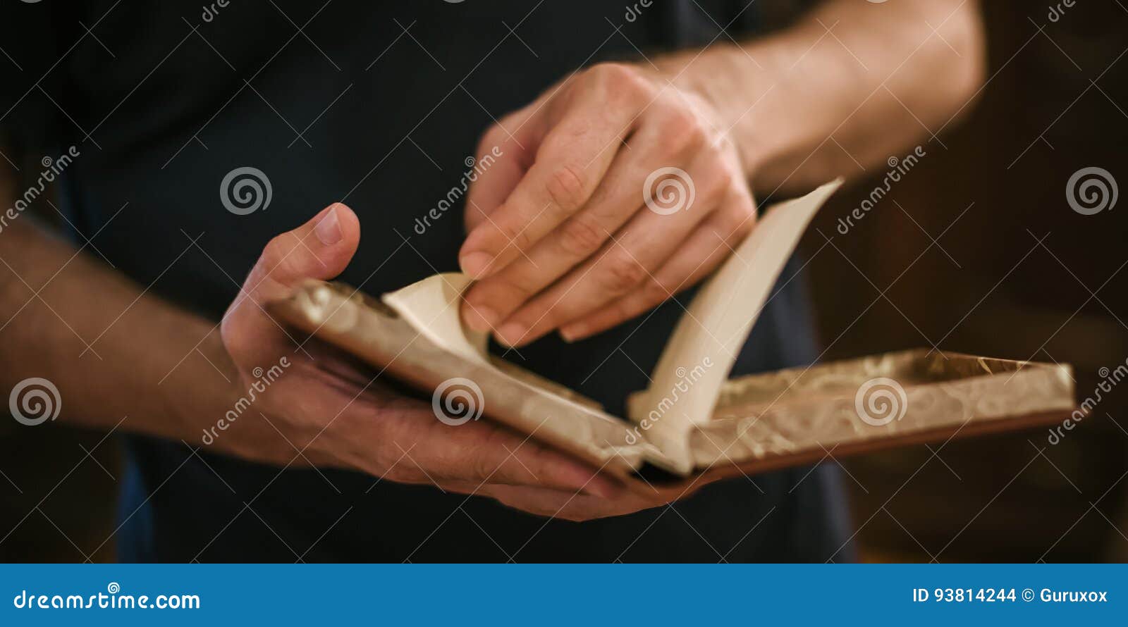 Curious Man Reading Old Book in His Library Stock Photo - Image of ...