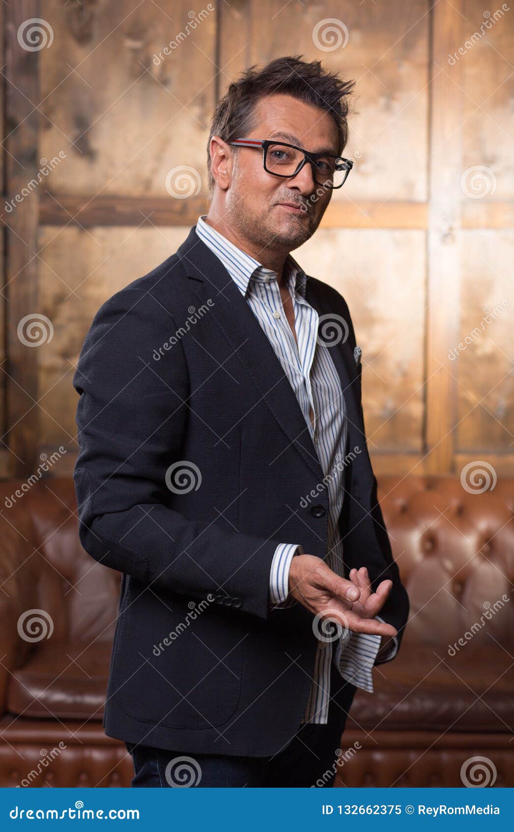 Curious Man Using Gestures while Looking at You and Talking Stock Image ...
