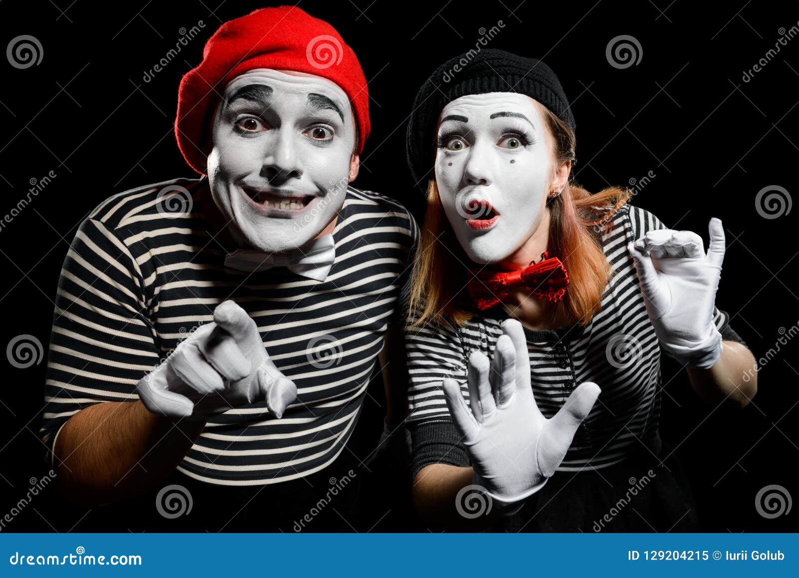 Curious Mimes Looking at Camera Stock Image - Image of comedy, grimace ...