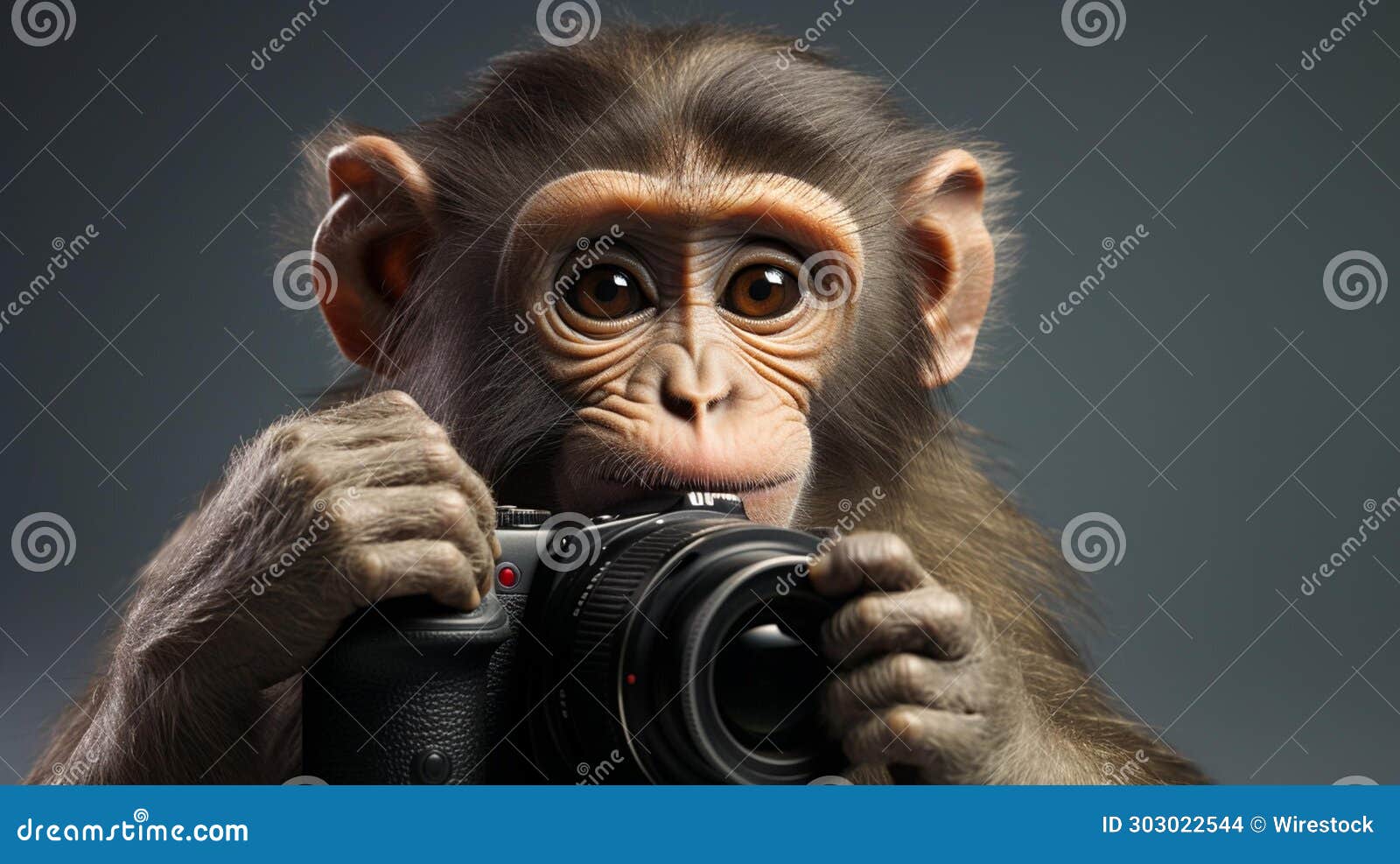 Curious Monkey Holding a Camera while Posing for a Picture, AI ...