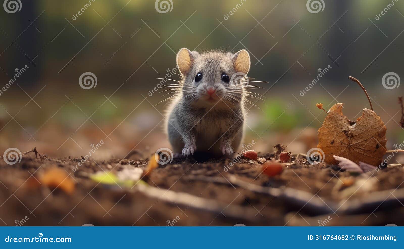 Curious Mouse in Autumn Forest with Golden Leaves and Soft Sunlight ...